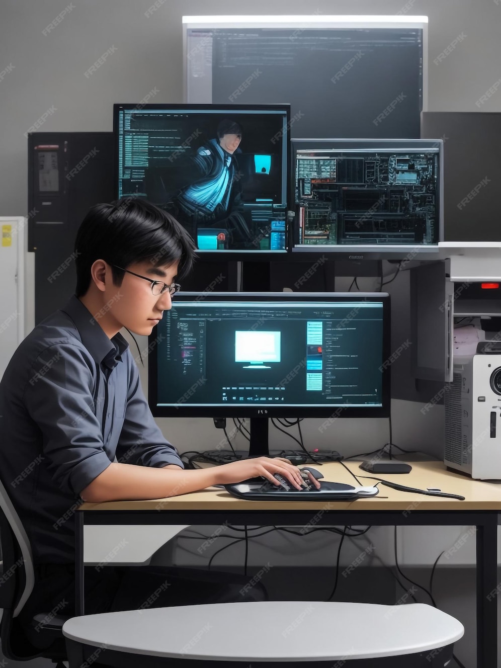 Premium Photo Developer Programmer Working On Coding Program Software Computer In Office
