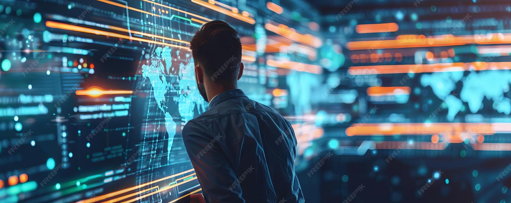 Premium Photo | A developer using machine learning algorithms to optimize data on a giant ...