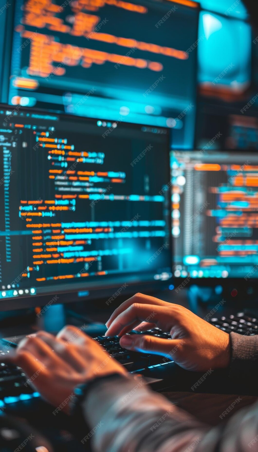 Premium Photo Developers Coding In Python Javascript And Java