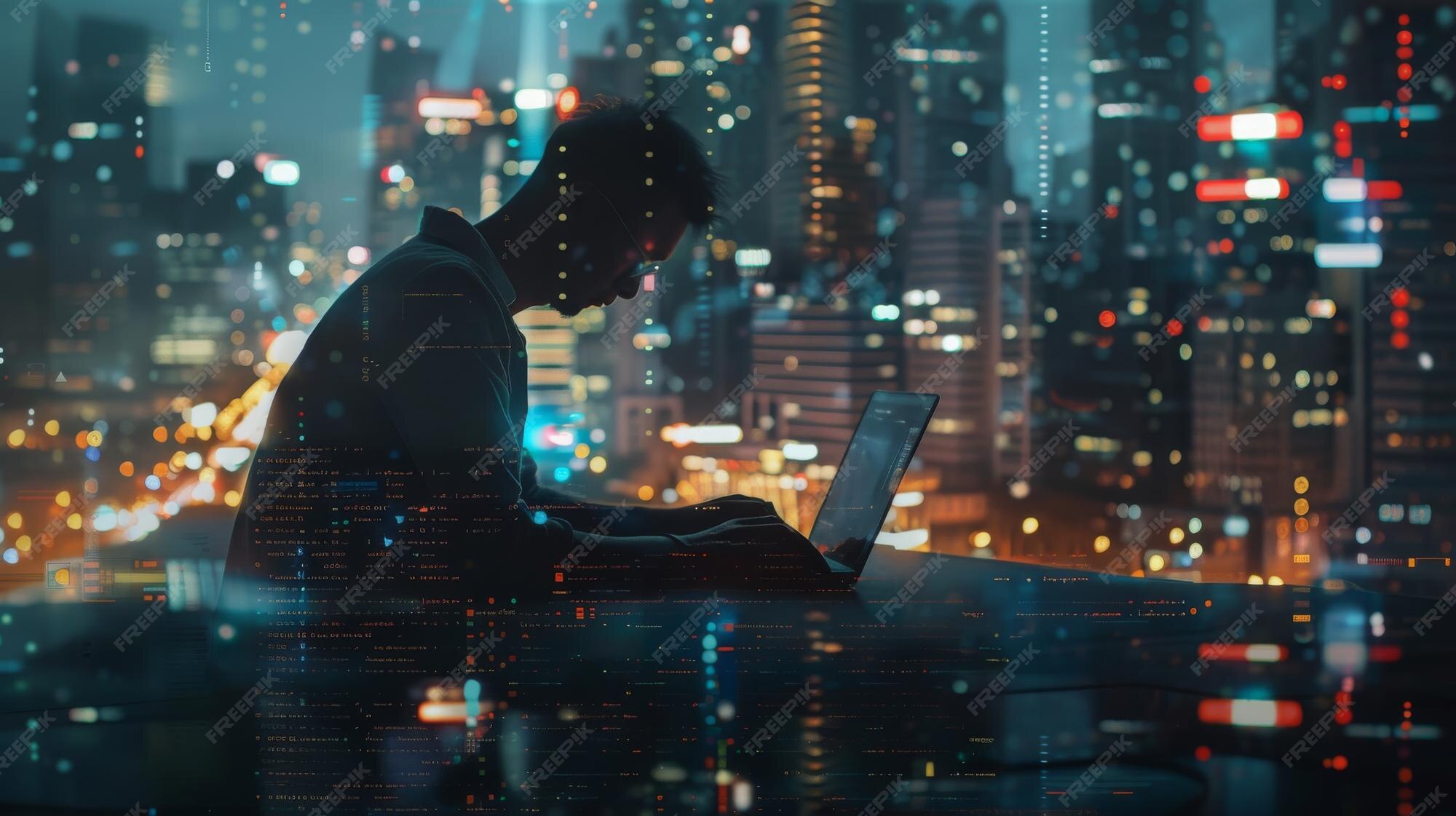 Premium Photo | Developing digital software technology IoT concept man ...