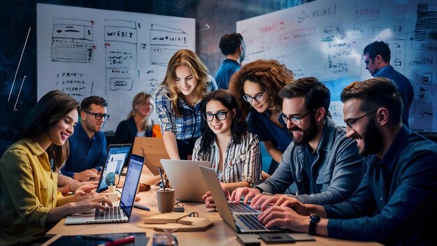 Premium Photo | Developing programmer team development website design and coding technologies ...