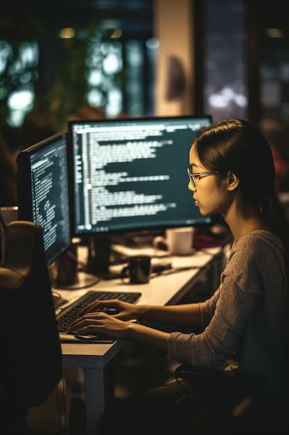 Premium AI Image | developing programmer team development website design and coding technologies ...