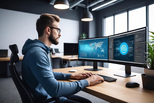 Premium Photo Developing Programming And Coding Technologies Website Design Programmer Working