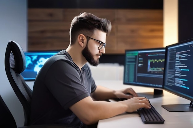 Premium Photo Developing Programming And Coding Technologies Website Design Programmer Working