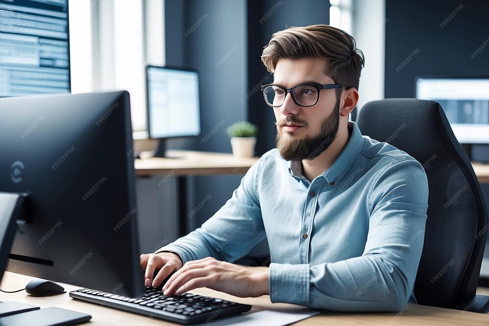 Developing programming and coding technologies Website design Programmer working in a software ...