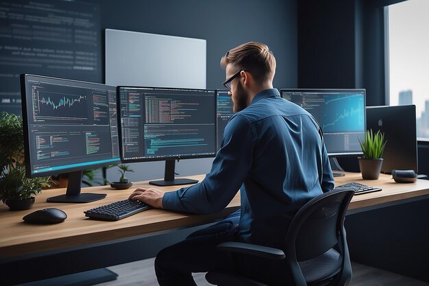 Premium Photo Developing Programming And Coding Technologies Website Design Programmer Working
