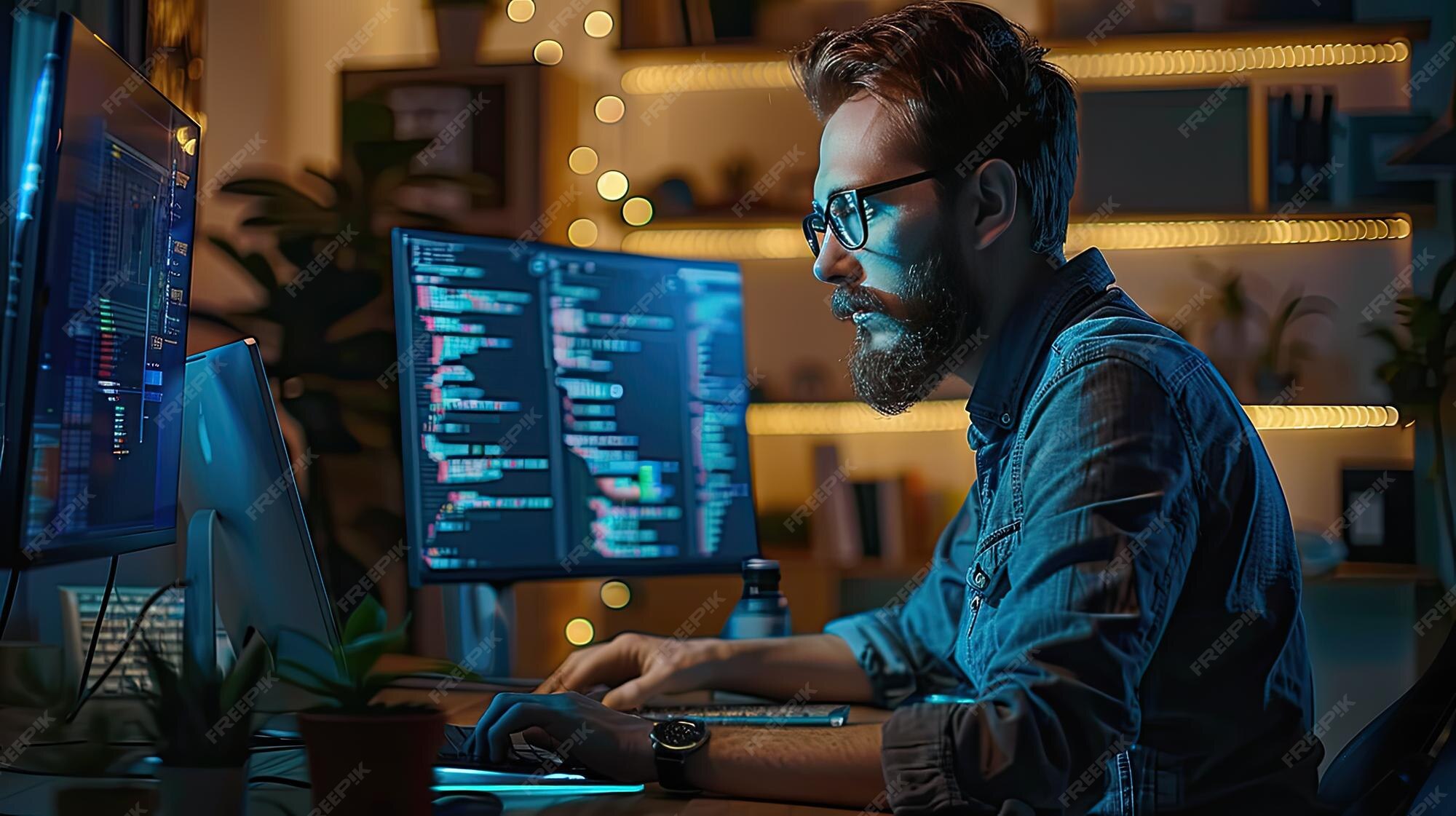 Premium Photo Developing Programming And Coding Technologies Website Design Programmer Working