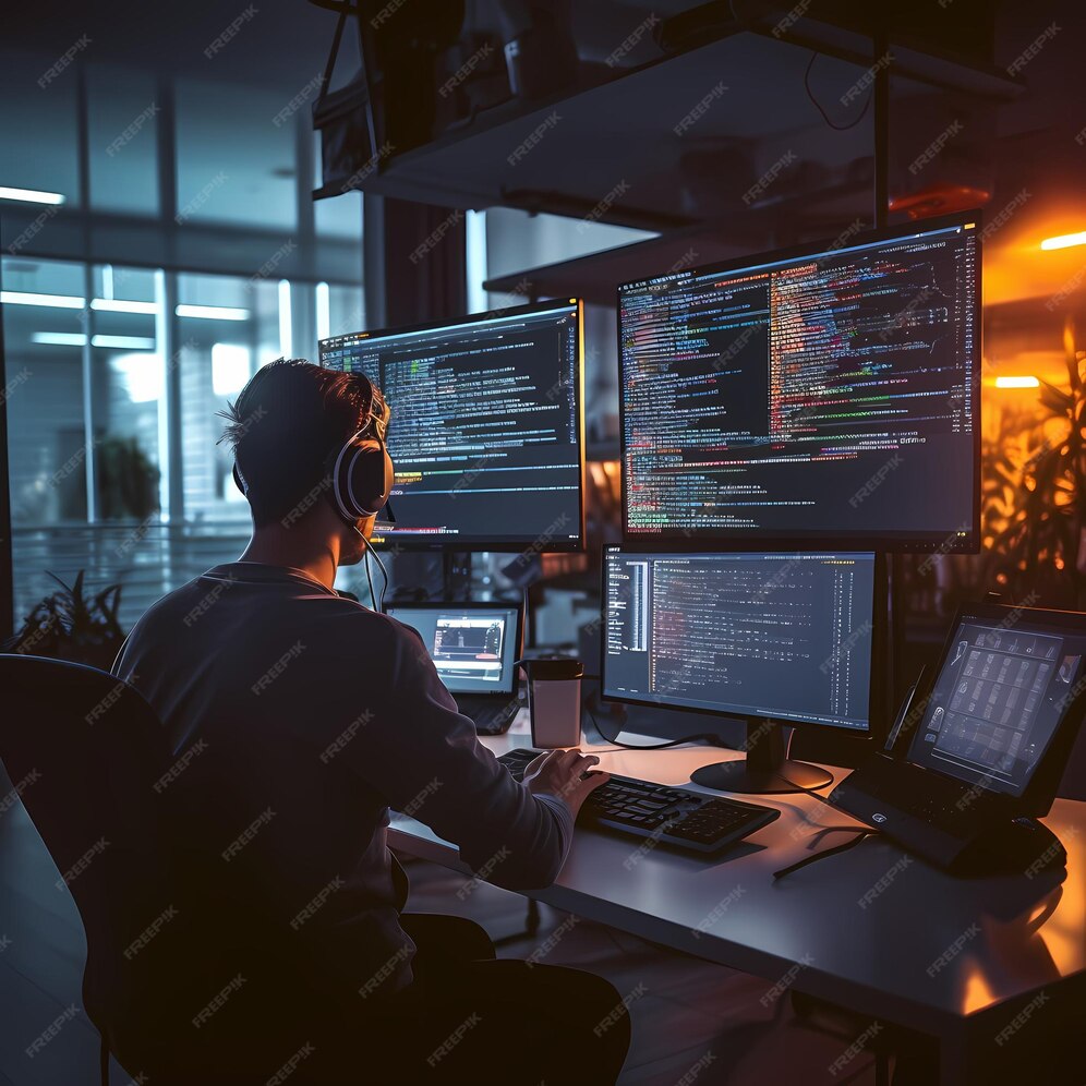 Premium Photo | Developing programming and coding technologies Website design Programmer