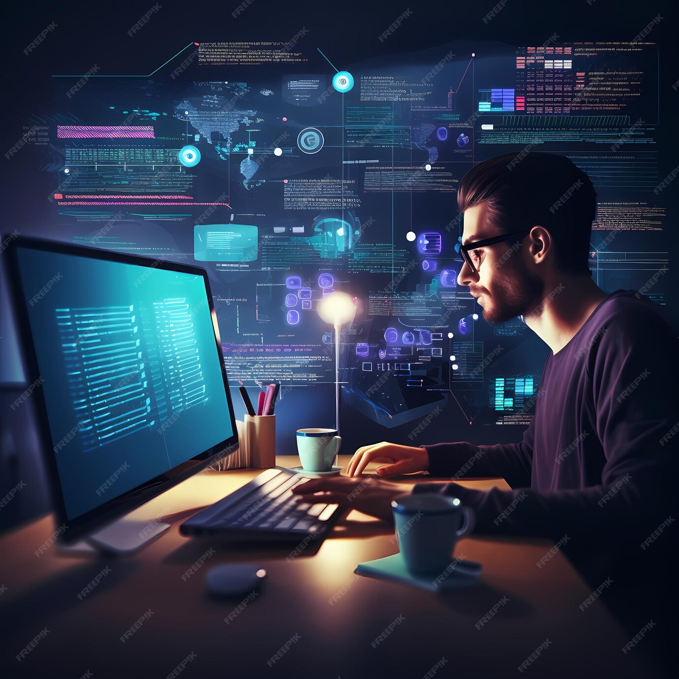 Premium Photo | Developing programming and coding technologies Website design Programmer