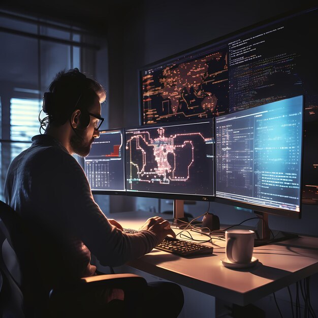 Premium Photo | Developing programming and coding technologies Website design Programmer