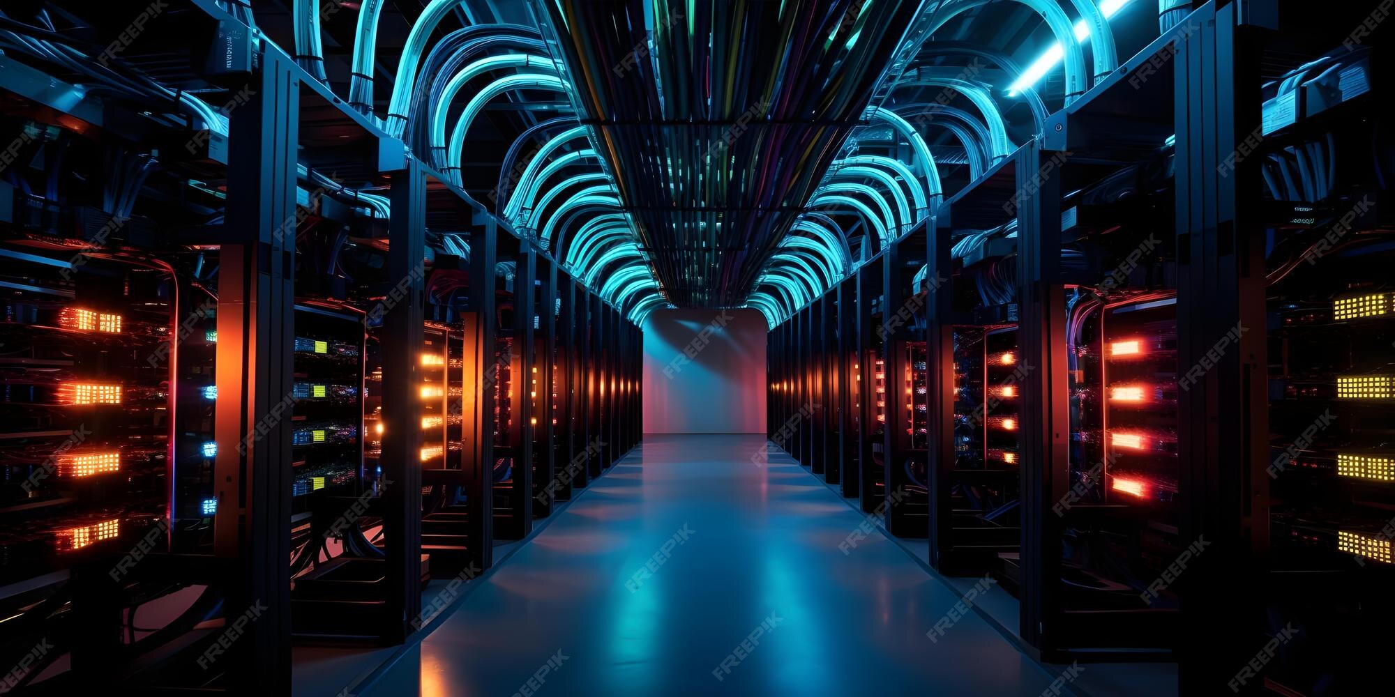Developing A Quantum Computer Network Server Room Setup With Internet Cables Concept Network 
