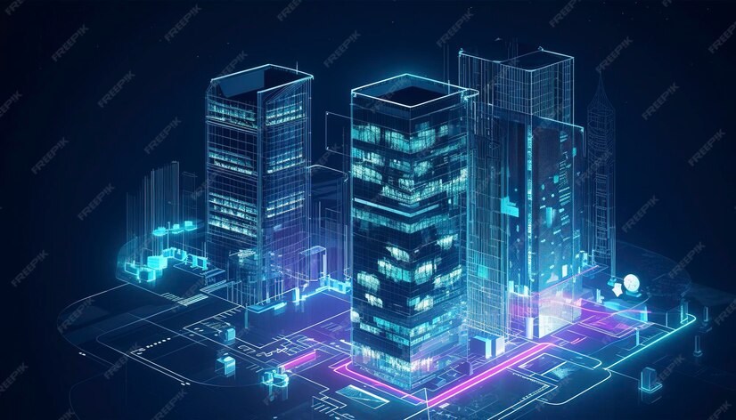 Premium AI Image | Development architecture computer systems of a smart building Design modern ...