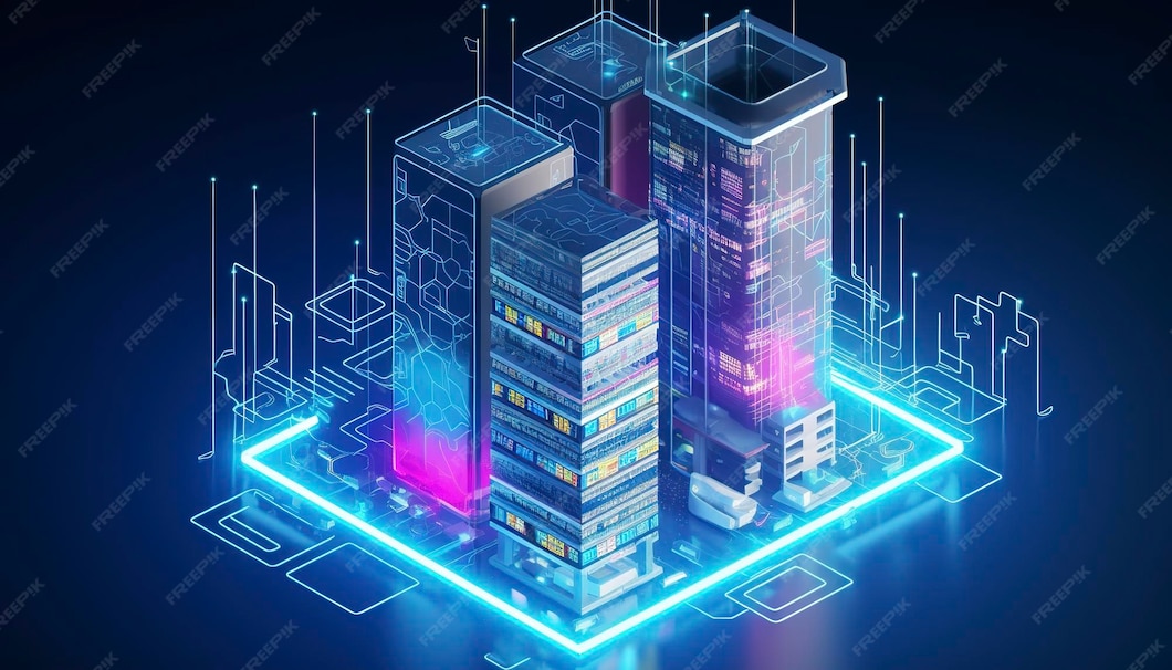 Premium AI Image | Development architecture computer systems of a smart building Design modern ...