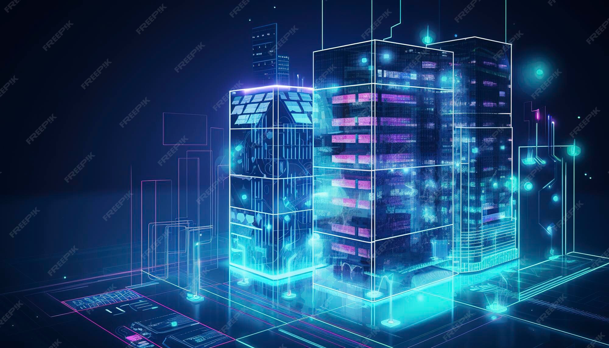 Premium AI Image | Development architecture computer systems of a smart building Design modern ...
