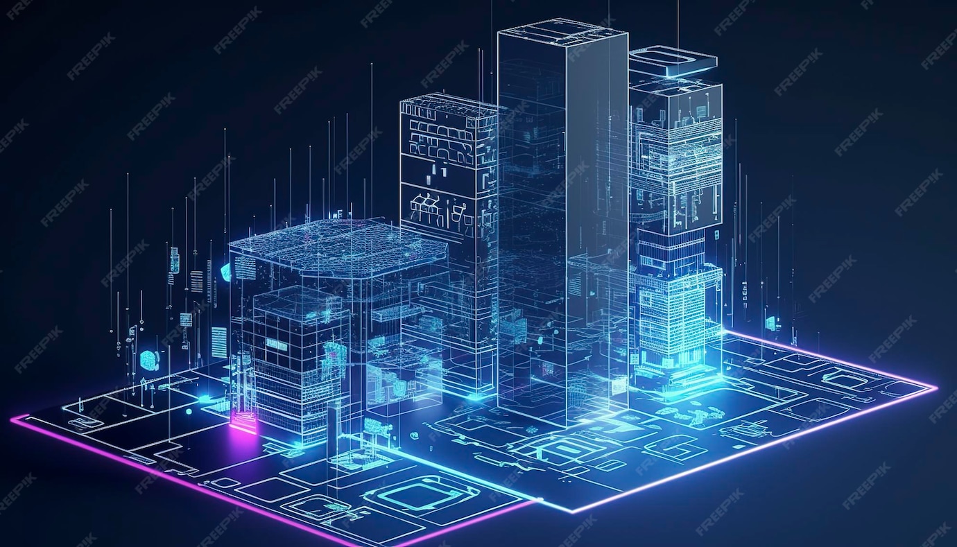 Premium AI Image | Development architecture computer systems of a smart building Design modern ...