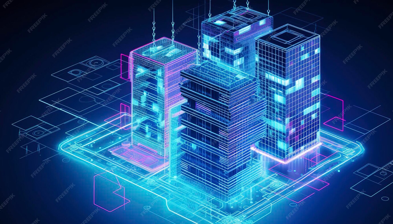 Premium AI Image | Development architecture computer systems of a smart building Design modern ...