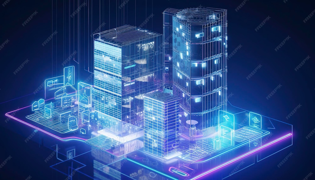 Premium AI Image | Development architecture computer systems of a smart building Design modern ...