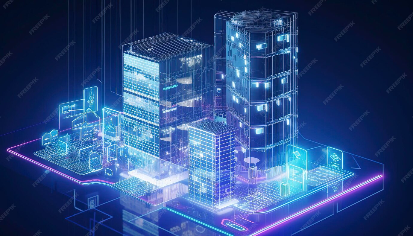 Premium AI Image | Development architecture computer systems of a smart building Design modern ...