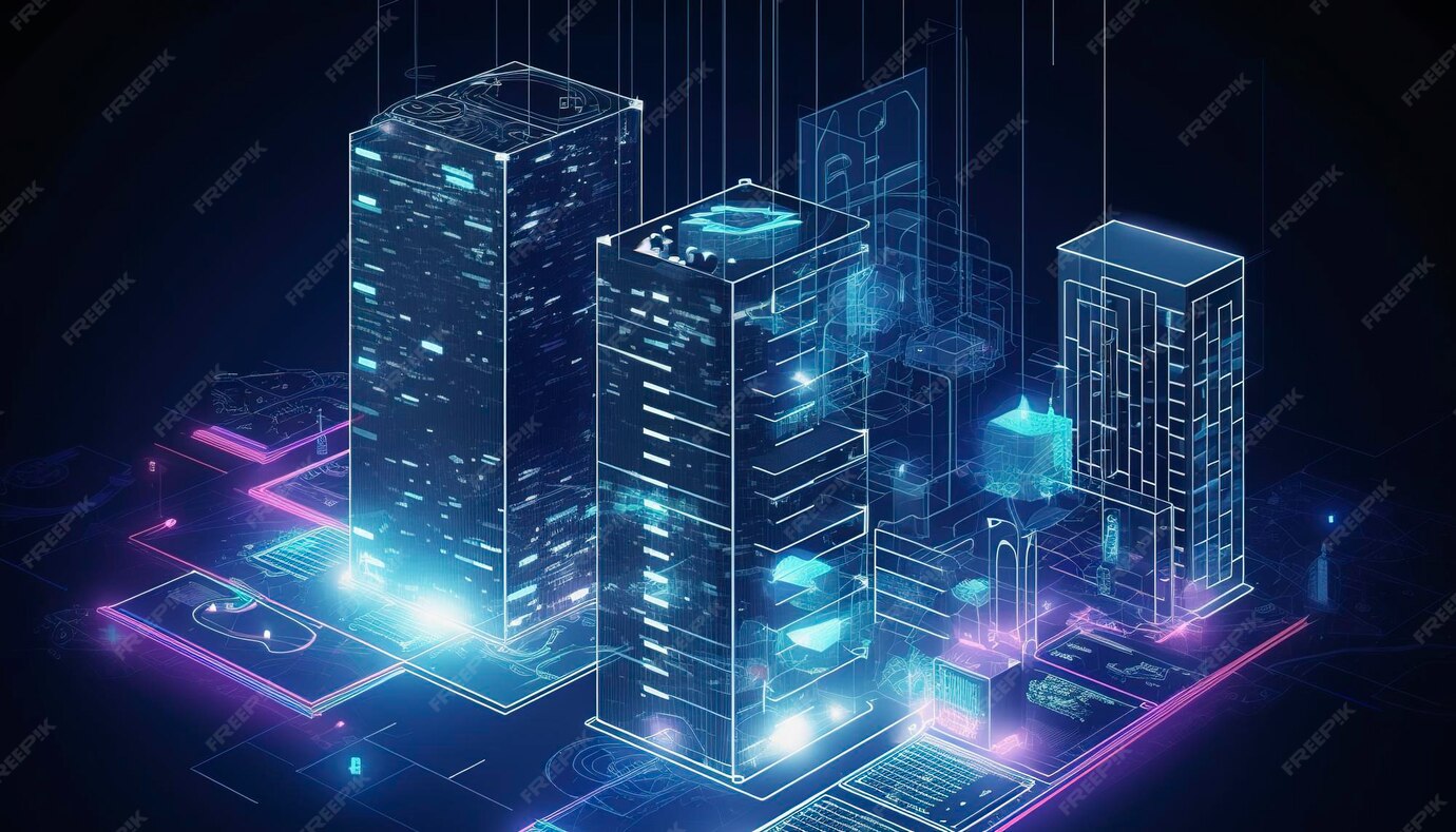 Premium AI Image | Development architecture computer systems of a smart building Design modern ...