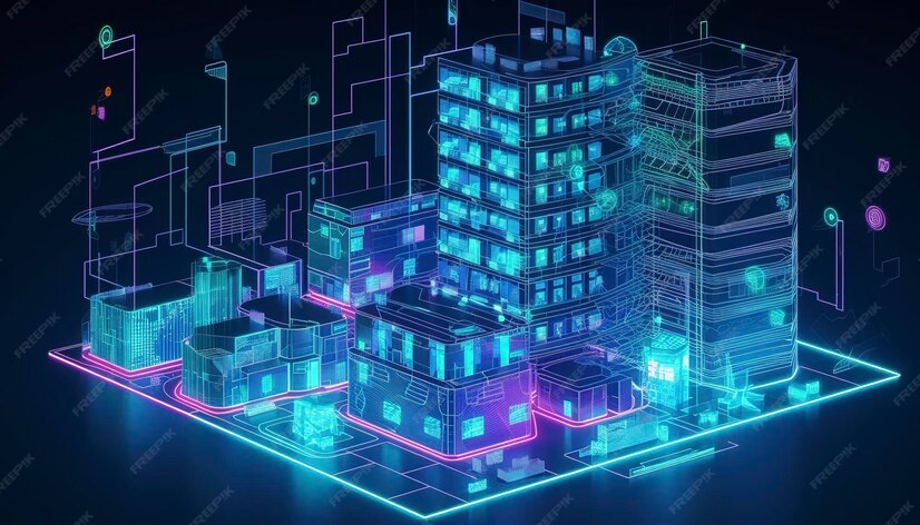 Premium AI Image | Development architecture computer systems of a smart building Design modern ...