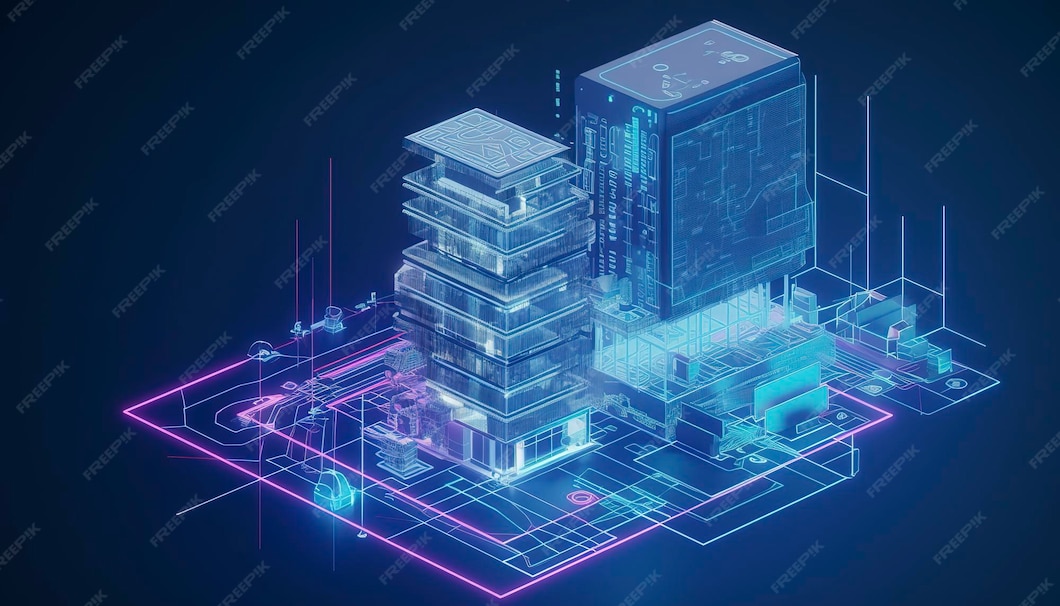 Premium AI Image | Development architecture computer systems of a smart building Design modern ...