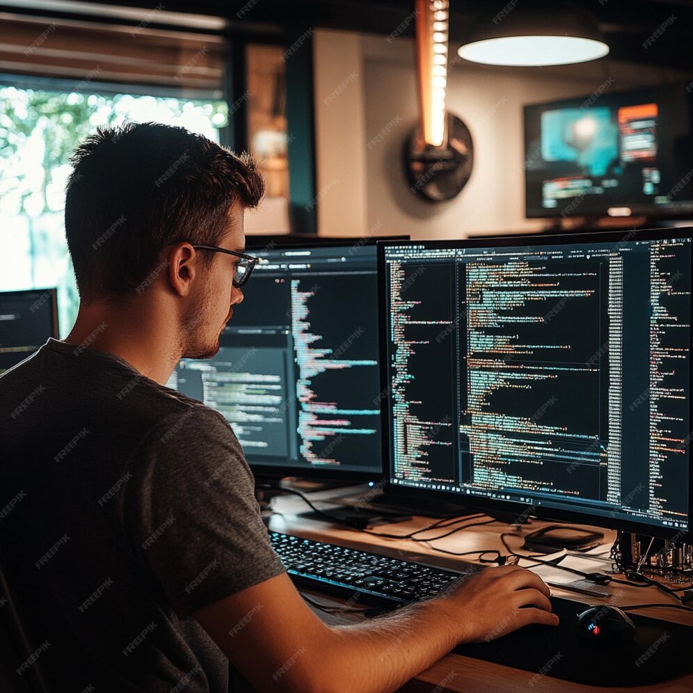 Devops software developer coding programming | Premium AI-generated image