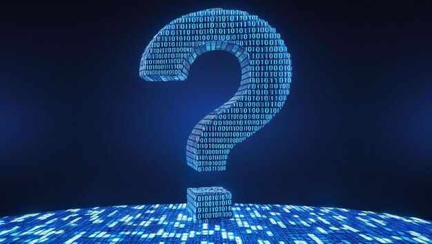 Digital 3d Question Mark With Binary Code Ai In Question Answering