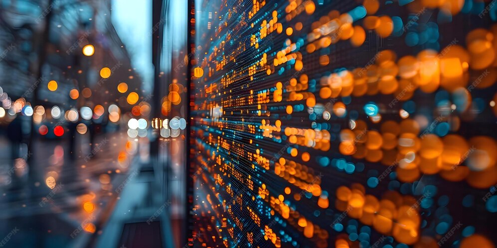 Digital artwork depicting coding and programming in a networked data ...