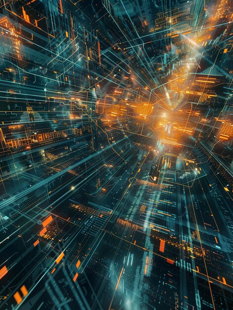 Premium Photo | A digital artwork depicting the complexity of big data processing with intricate ...