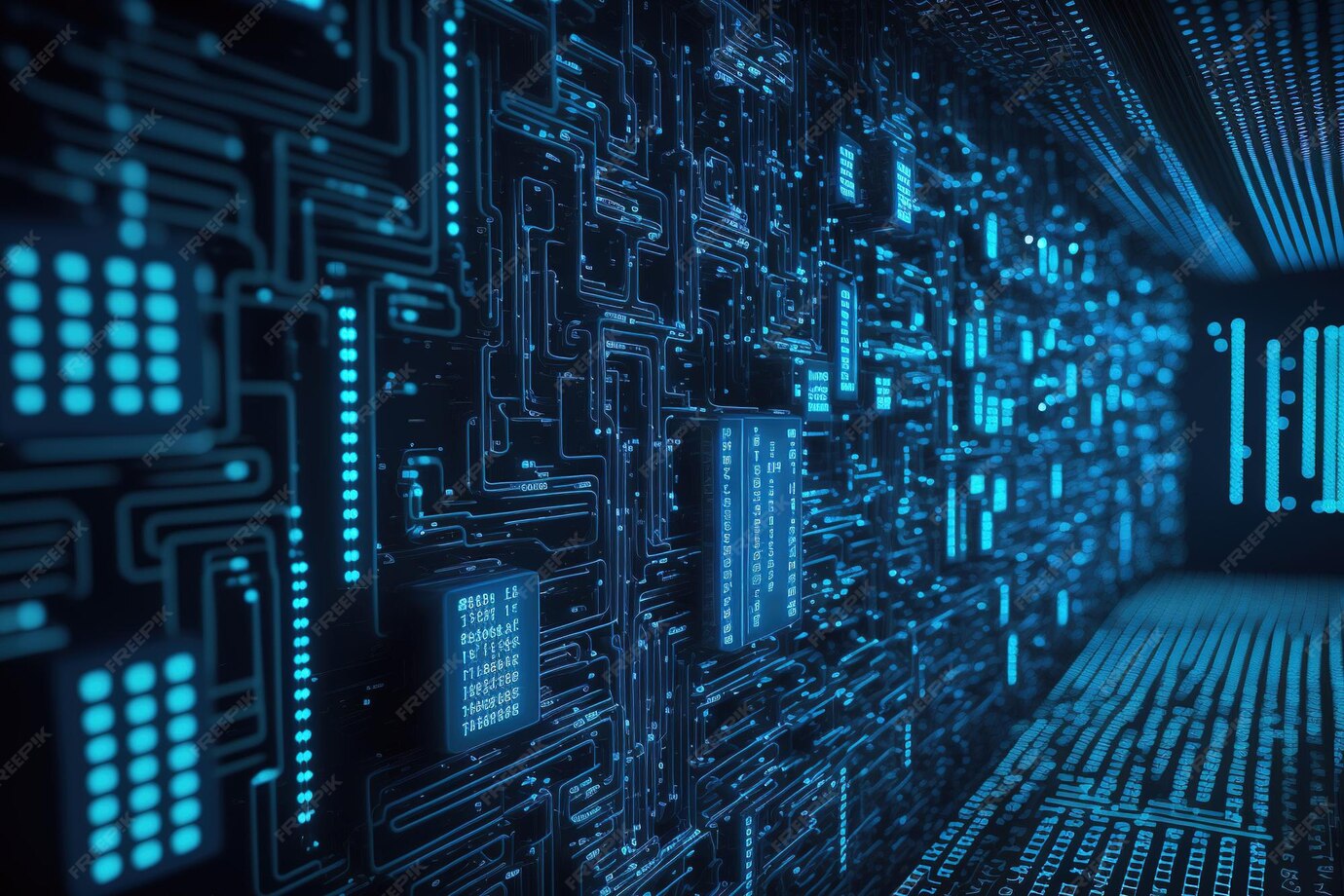 Premium Photo | Digital background blue matrix coding or hacking concept abstract data concept ...