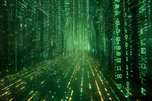 Premium Photo Digital Background With Binary Code Flowing Vertically Evoking Hacking And