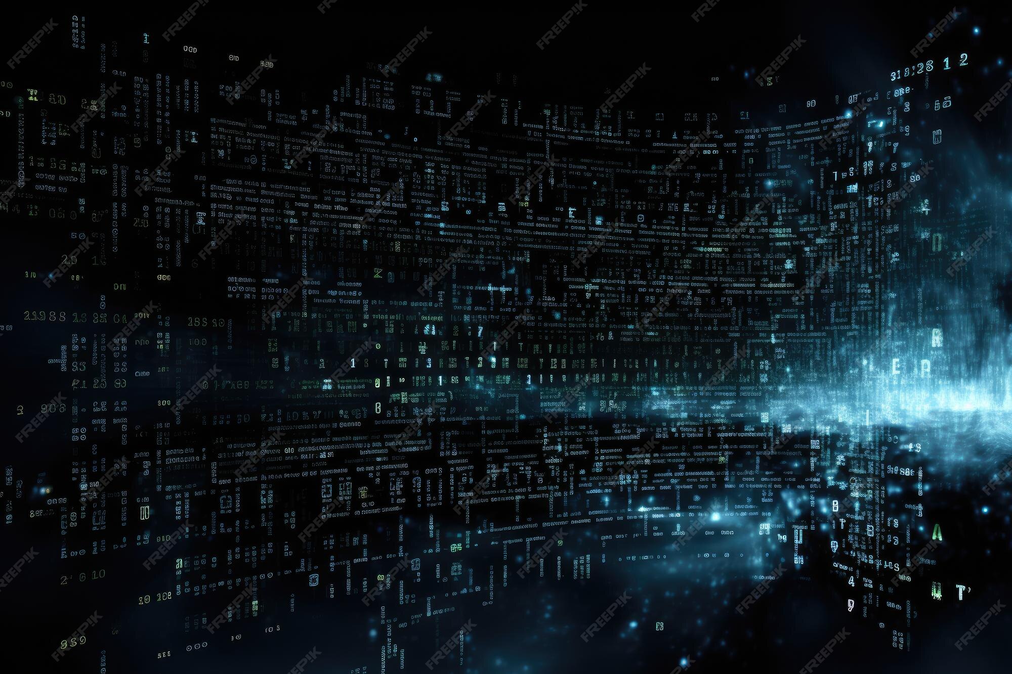 Premium Photo Digital Binary Code On Black Background Computer Generated Abstract Background 