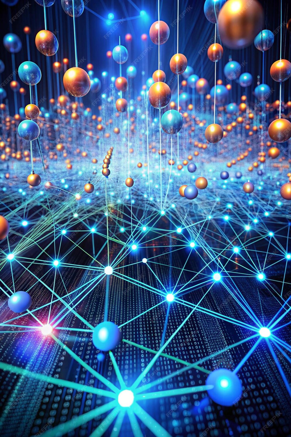 Digital binary code matrix background 3D rendering of a scientific technology data binary code ...