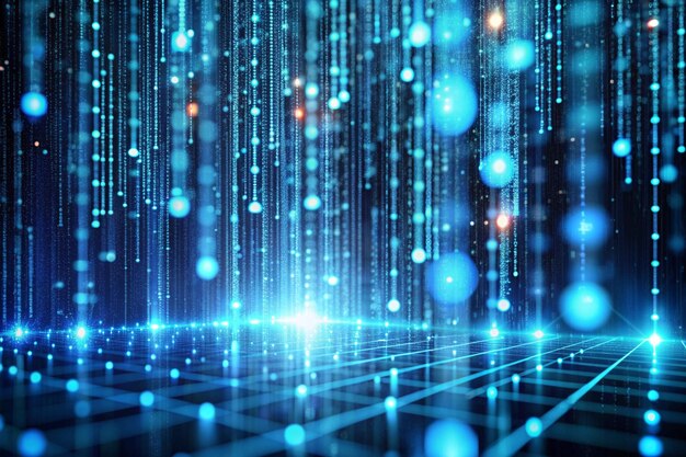 Digital binary code matrix background 3D rendering of a scientific technology data binary code ...