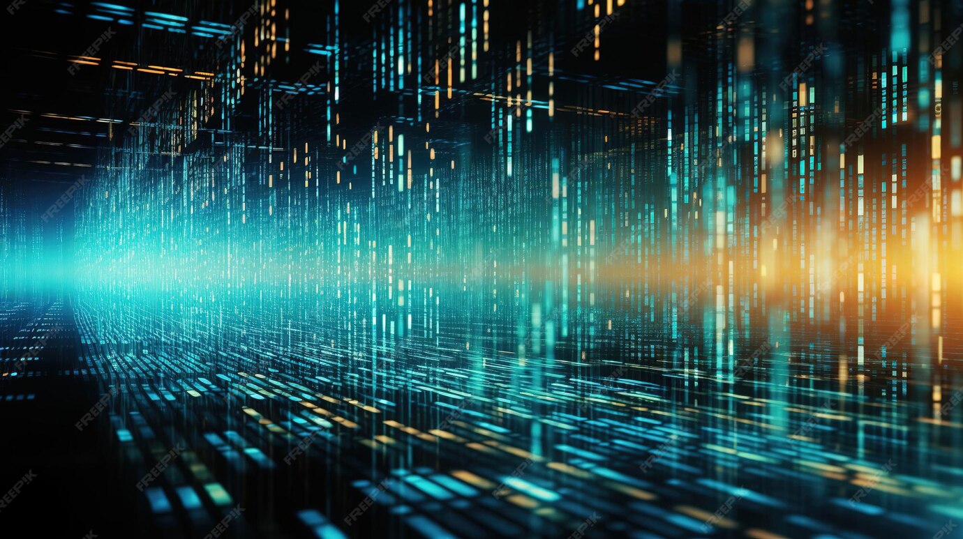 Digital binary code matrix background 3D rendering of a scientific technology data Generative Ai ...