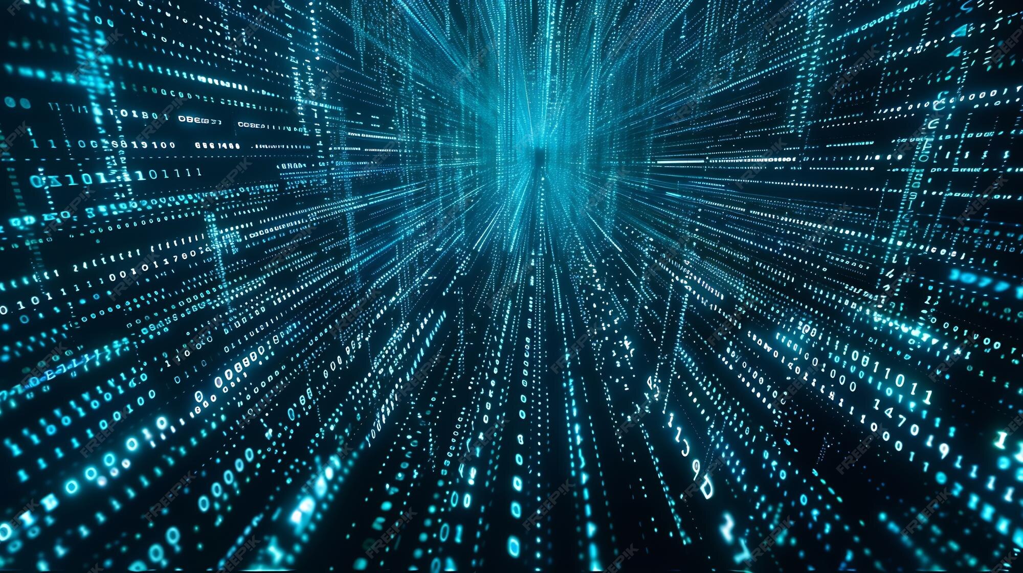 Digital binary code matrix background 3D rendering of a scientific technology data Generative AI ...