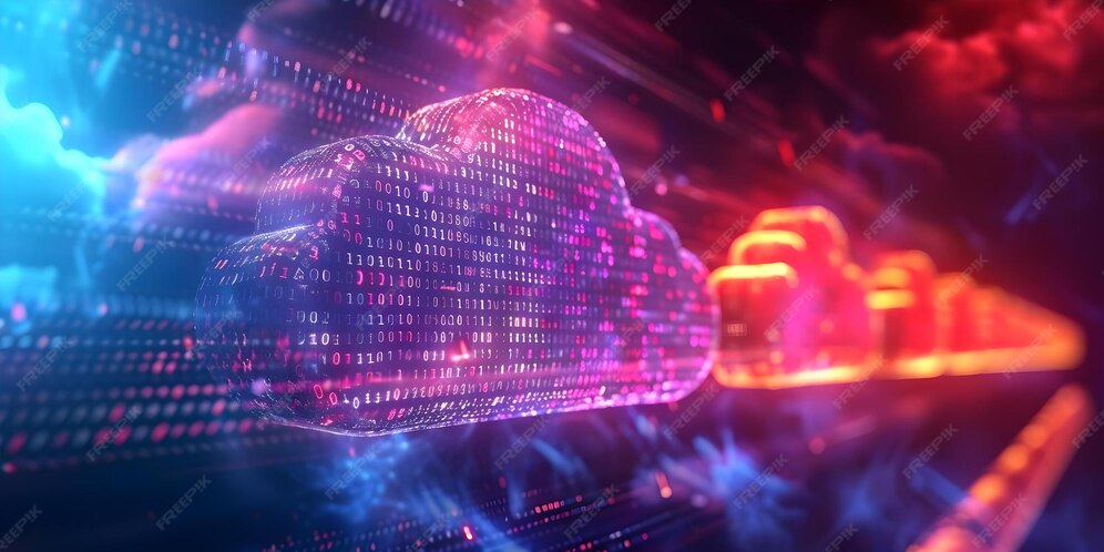 Premium Photo | Digital Binary Code Representing Cloud Computing Data Transfer with Copy Space ...