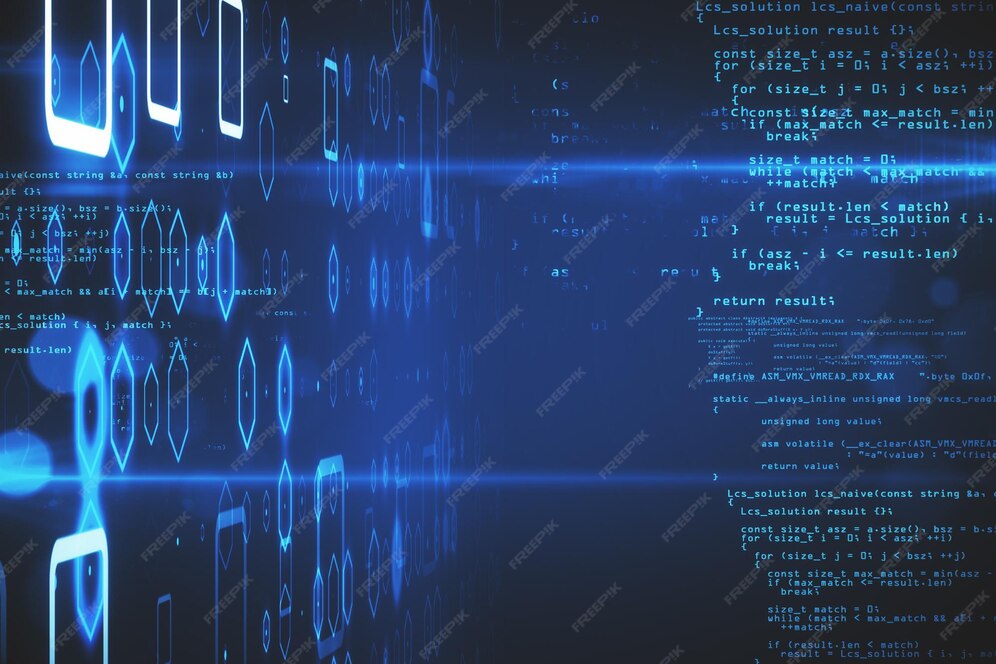 Premium Photo | Digital binary code with glowing programming interface