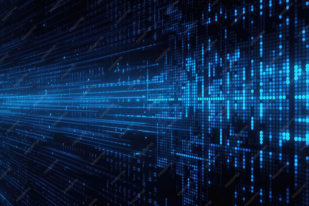 Premium AI Image | Digital binary data streaming binary code background ...