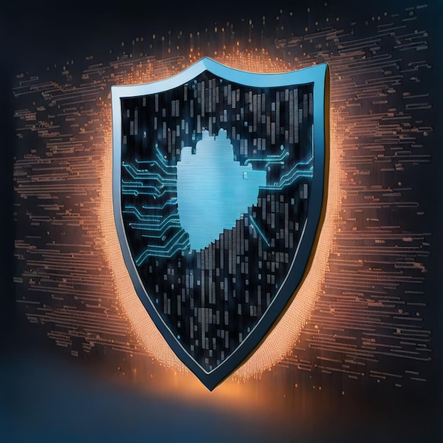 Premium Photo | Digital composite of cyber shield with binary code and binary code on dark ...