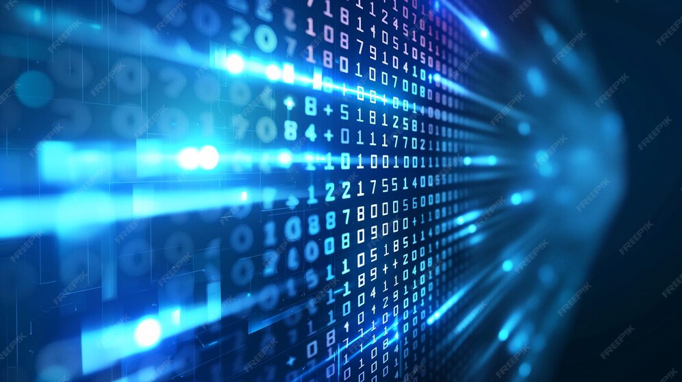 Digital data and binary code in a cyber matrix showcasing modern ...