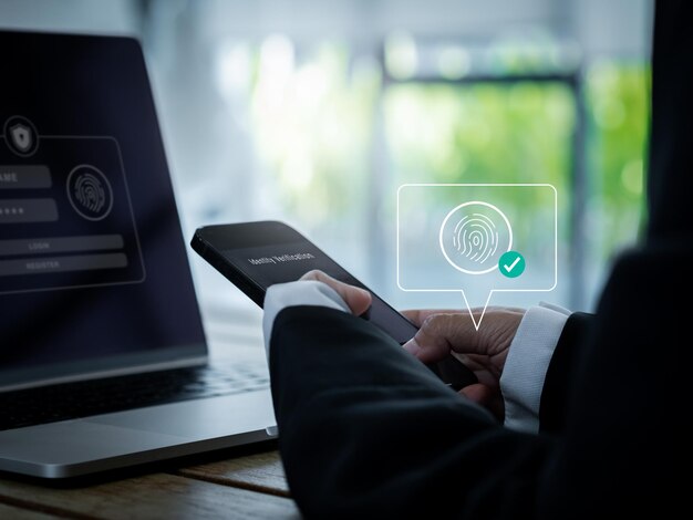 Premium Photo | Digital finger print scan cyber security with ... Premium Photo | Digital finger print scan cyber security with ...