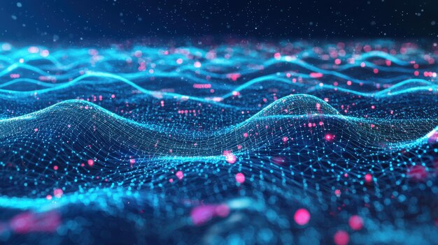 A Digital Landscape With Data Streams Flowing Between Interconnected Servers And Ai Algorithms