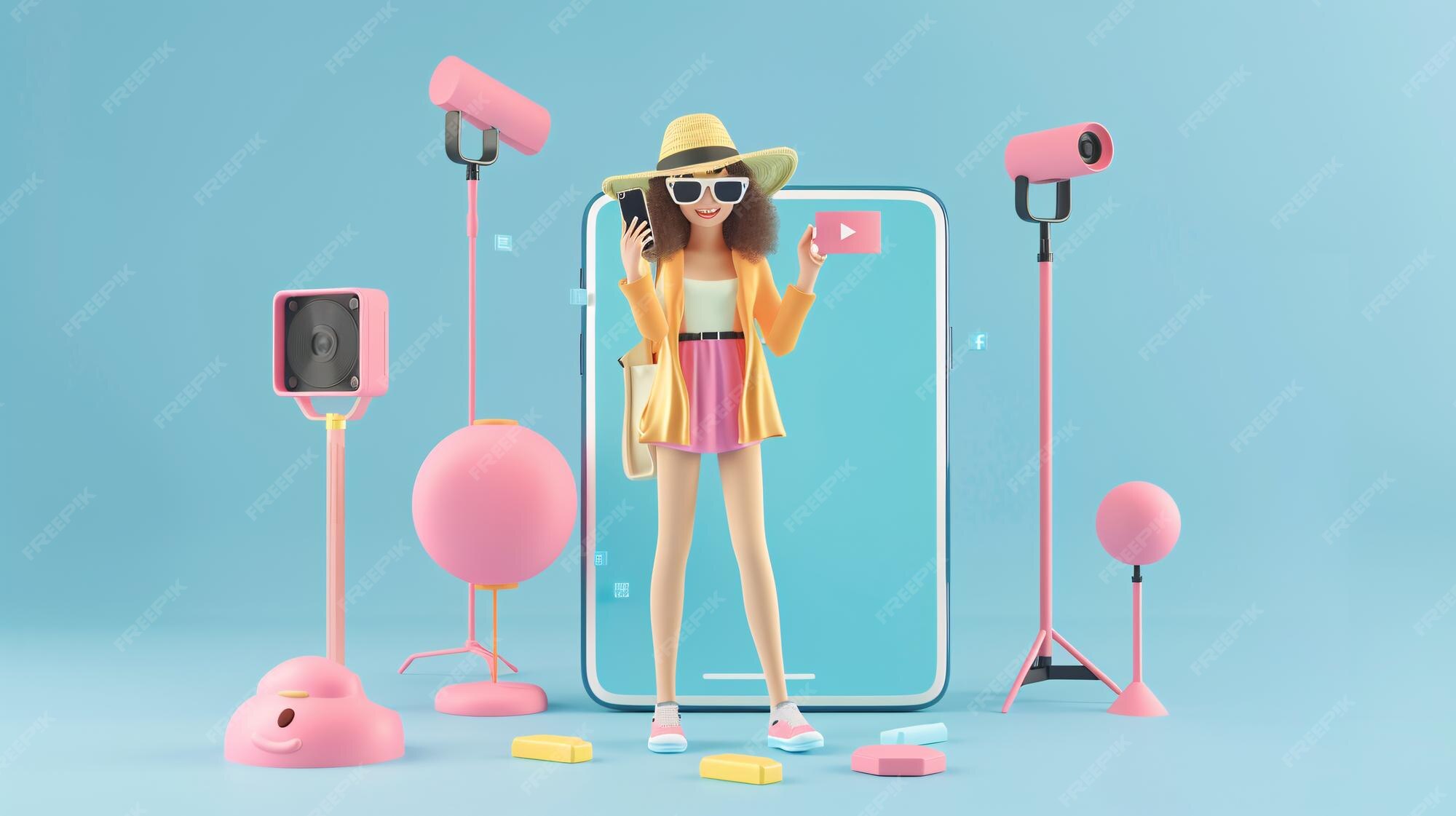Premium Photo | A digital media influencer on mobile app live streaming ... Premium Photo | A digital media influencer on mobile app live streaming ...