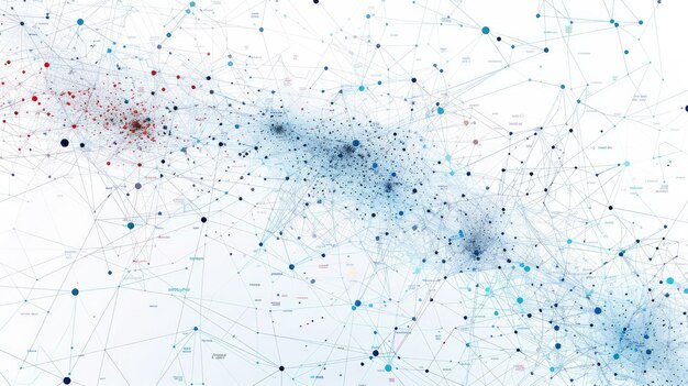 Digital Network Visualization Shows Networking Tech And Data Analysis With Colorful Data Points