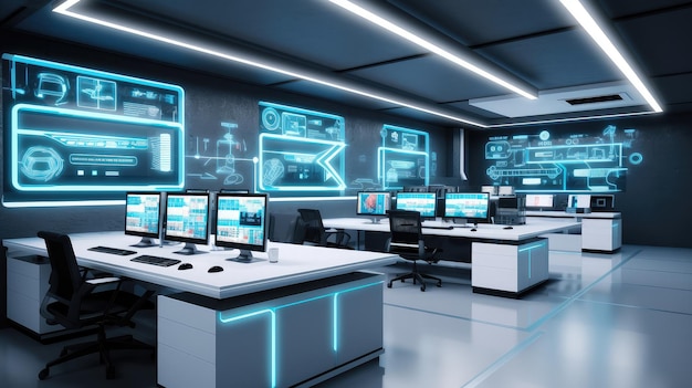 Premium AI Image | Digital office remote monitoring operation center Premium AI Image | Digital office remote monitoring operation center