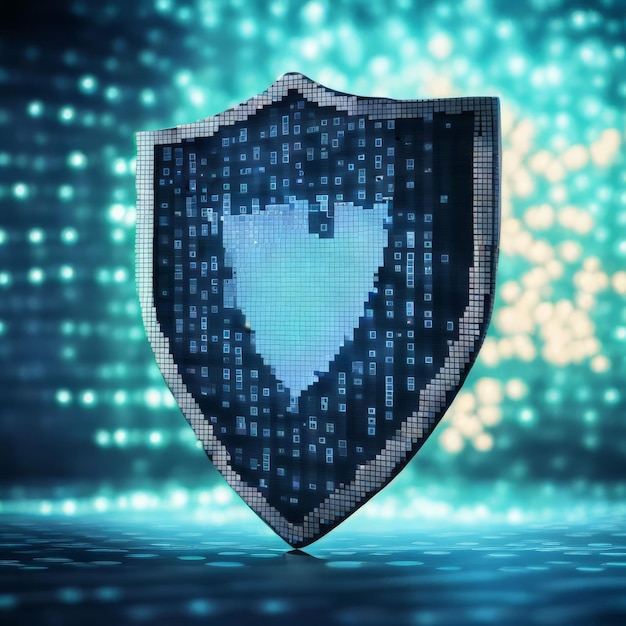 Premium Photo | Digital shield with binary code digital shield with binary code