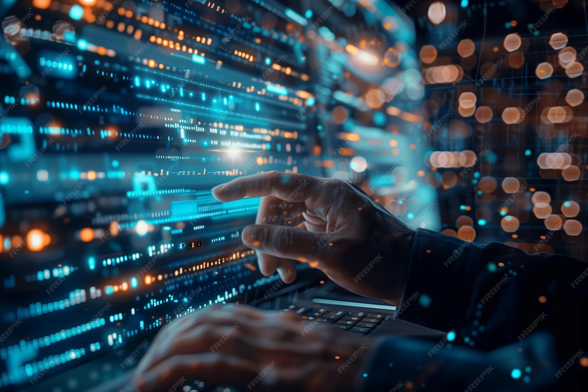 Digital software technology development agile methodology concept Computer programmer coding ...