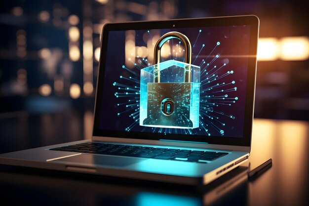 Premium AI Image | Digital Symbolic Padlock Protecting Computer Screen ... Premium AI Image | Digital Symbolic Padlock Protecting Computer Screen ...