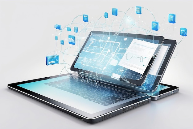 Premium Photo | Digital tablet connected with database big data storage ...